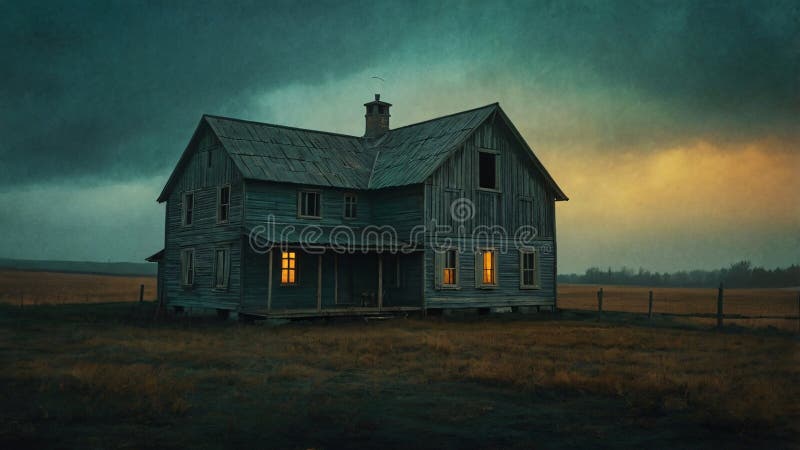 Rustic Farmhouse at Dusk Wallpaper Stock Photo - Image of forgotten ...