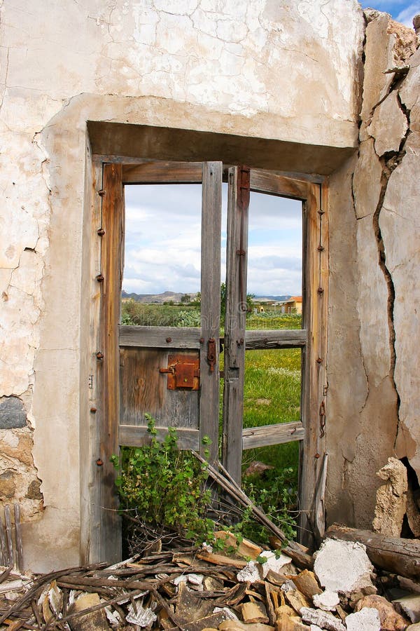 Abandoned farmhouse window stock image. Image of landscape - 67055355