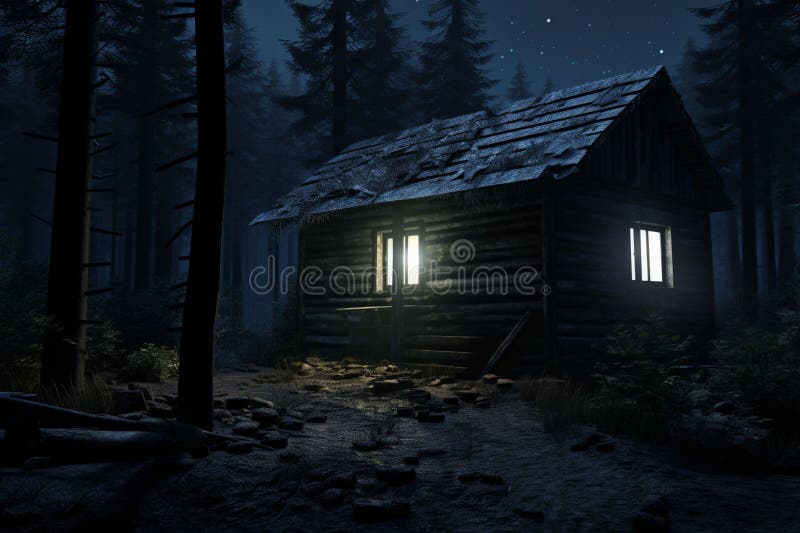 Abandoned Forest Cabin Shadows Shadows Cast on Stock Illustration ...