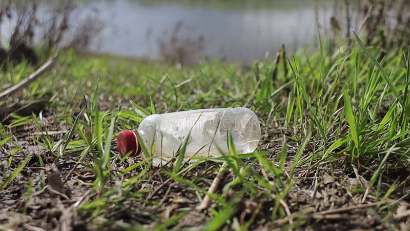 Abandoned Garbage Plastic and Glass Waste in Nature among the Grass ...