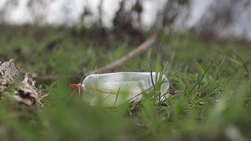 Abandoned Garbage Plastic and Glass Waste in Nature among the Grass ...
