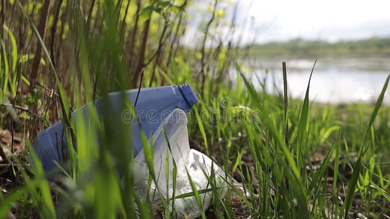 Abandoned Garbage Plastic and Glass Waste in Nature among the Grass ...