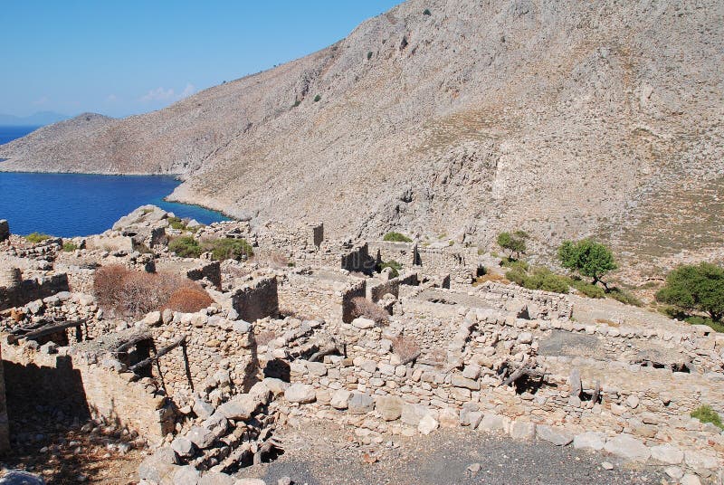 Abandoned Gera Village, Tilos Island Stock Photo - Image of greek ...