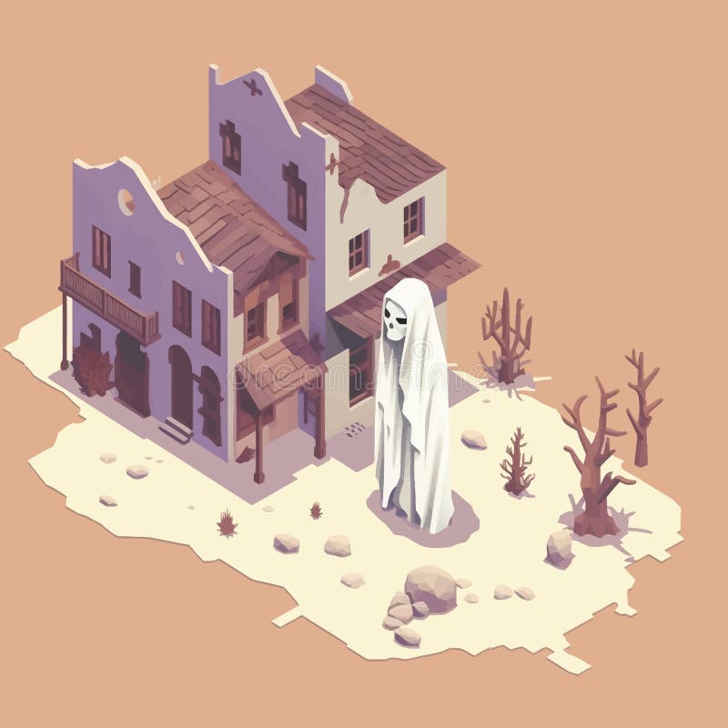 Abandoned Ghost Town Isometric Vector Flat Isolated Illustration Stock ...