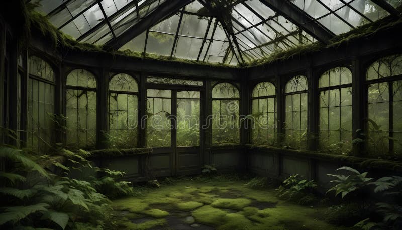 Overgrown Plants Surrounding the Broken Framework of an Old Greenhouse ...