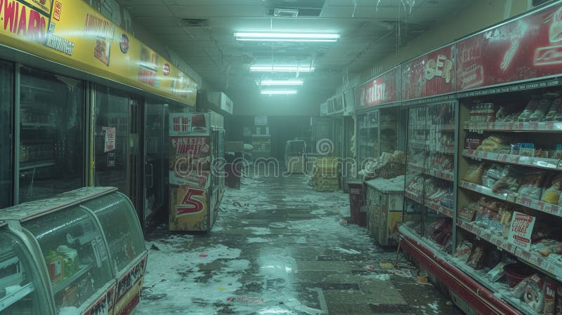 Abandoned Grocery Store in Disarray Stock Illustration - Illustration ...
