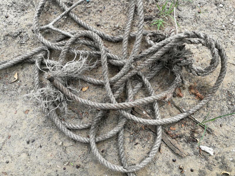 Abandoned Grunge Rope on the Ground. Stock Image - Image of waste ...