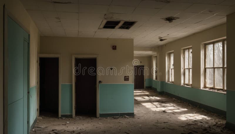 Abandoned Hallway Decay stock image. Image of forsaken - 314555307