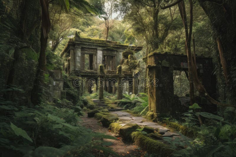 Abandoned and Historical Structures in the Middle of Lush Forest Stock ...