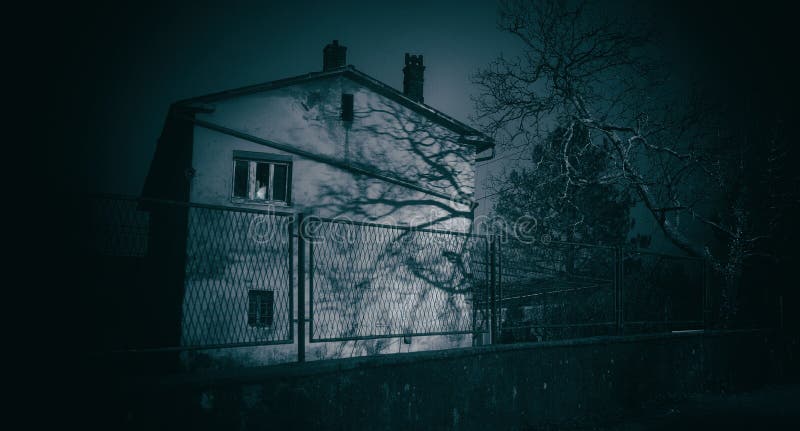 Abandoned Horror House at Night Stock Photo - Image of broken, dark ...