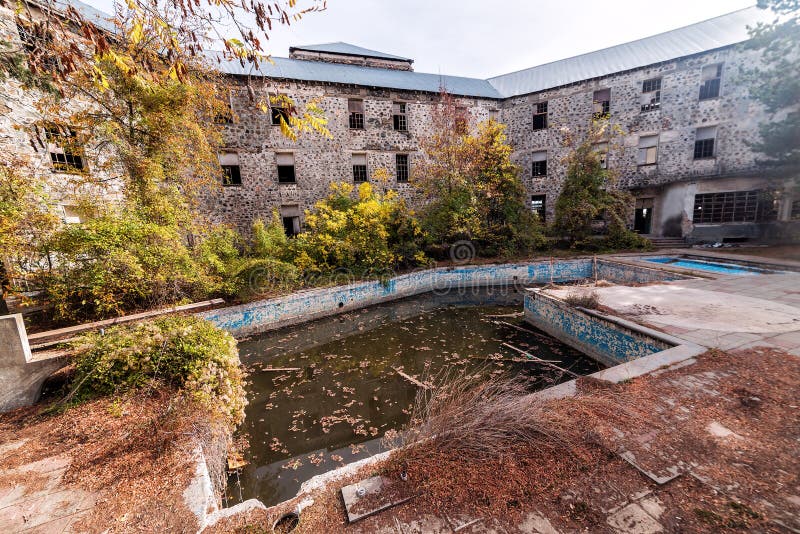Abandoned hotel with basin stock photo. Image of decay - 88977978
