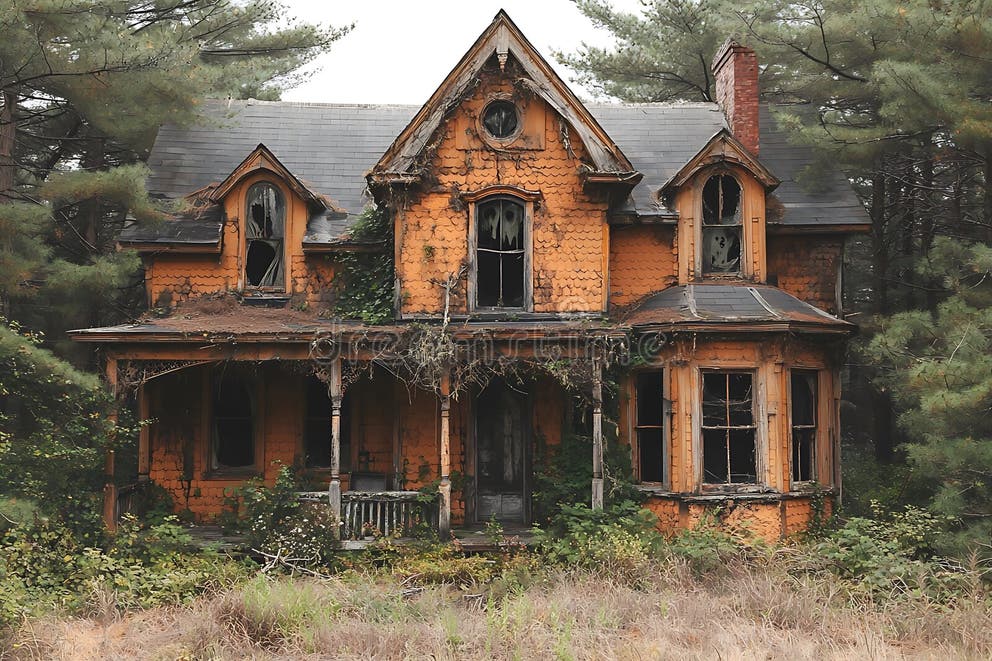 Abandoned House Decay in Woods Stock Image - Image of architecture ...