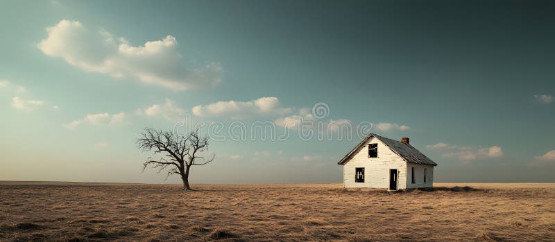 Abandoned House in a Field stock illustration. Illustration of ...