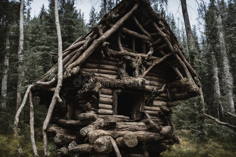 Fairytale World. an Old Abandoned Hut of a Forest Witch. Stock ...