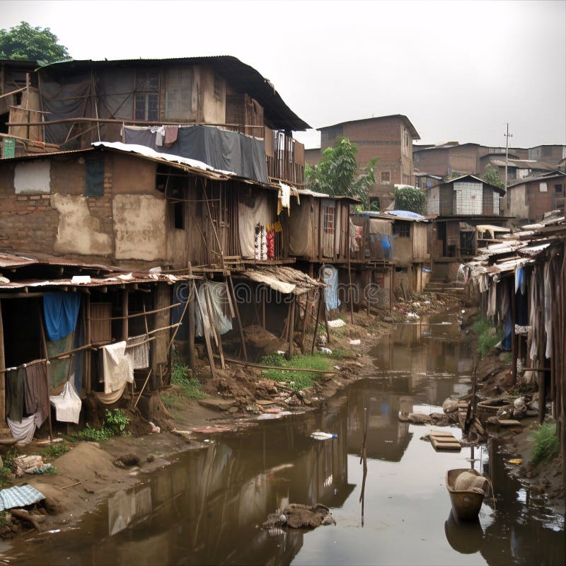 Abandoned Huts, Old Houses or Slums. Generative AI Stock Illustration ...