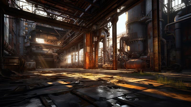 Abandoned Industrial Factory. Generative AI Stock Illustration ...