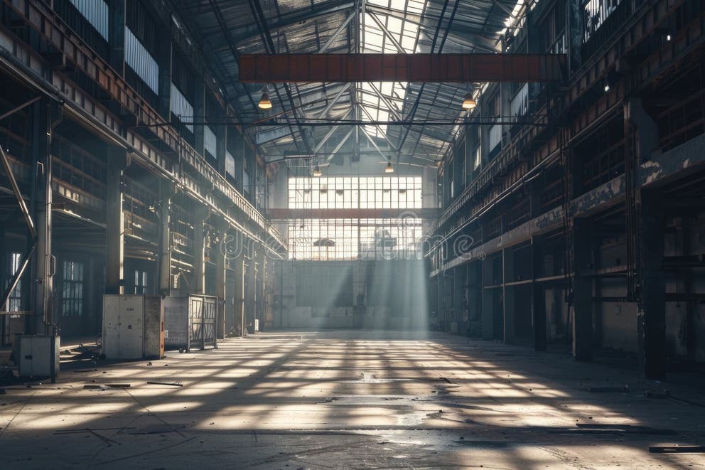 Abandoned Industrial Space with Natural Light Pouring in Stock Image ...
