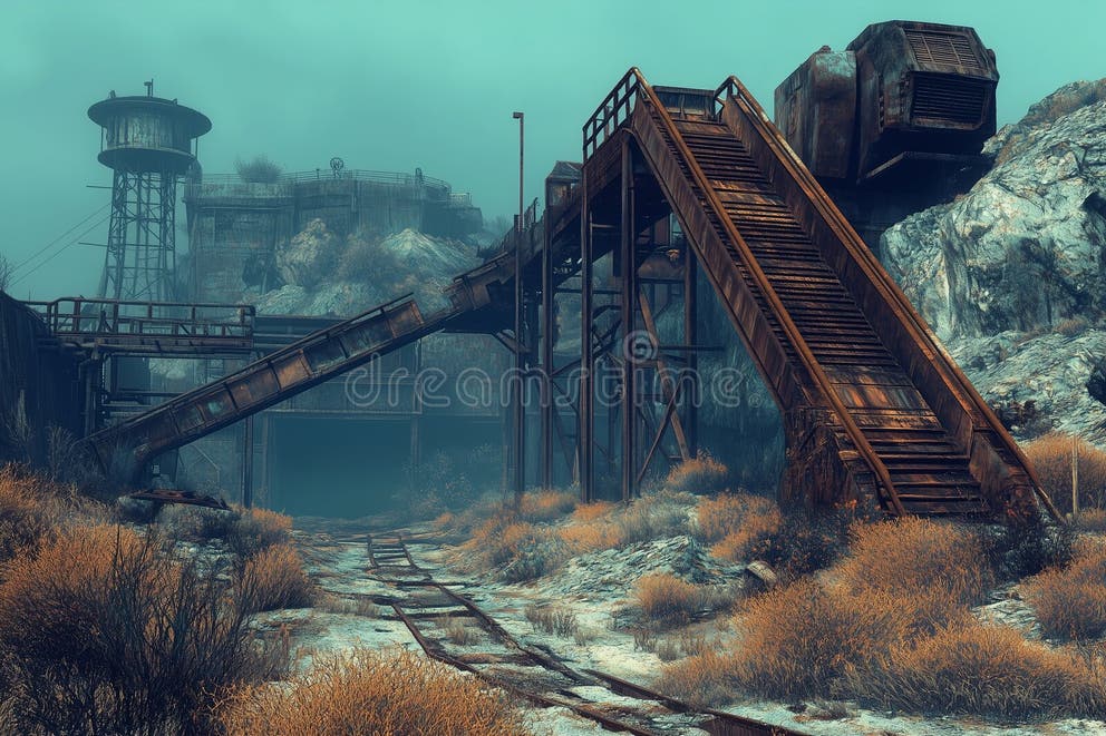 Abandoned Industrial Structures Covered in Stock Image - Image of post ...