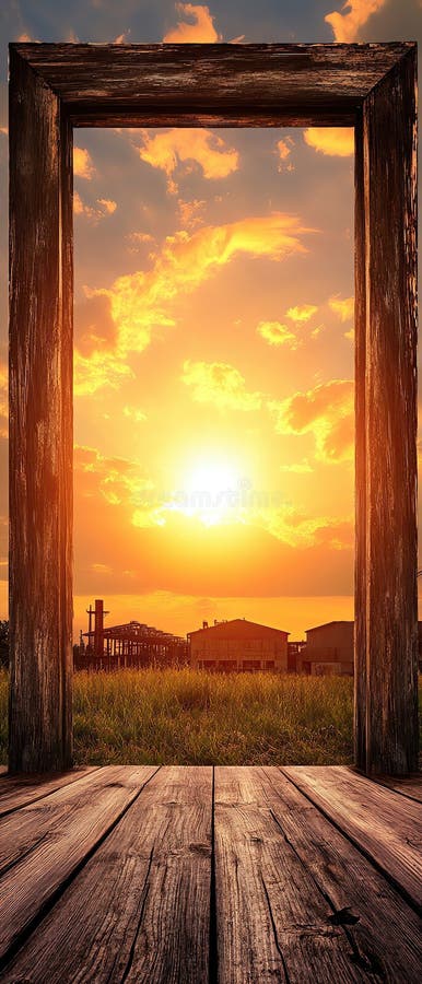 Abandoned Industrial Structures on Sunset Framed with Dramatic ...