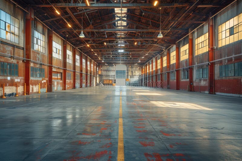 Abandoned Industrial Warehouse with Empty Interior Space - Urban Decay ...