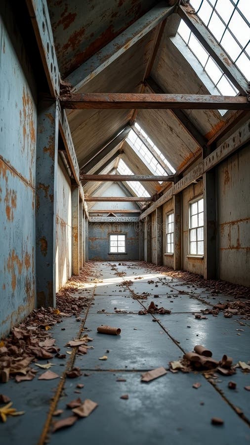 Abandoned Industrial Warehouse Interior Natural Light Rusted Metal ...