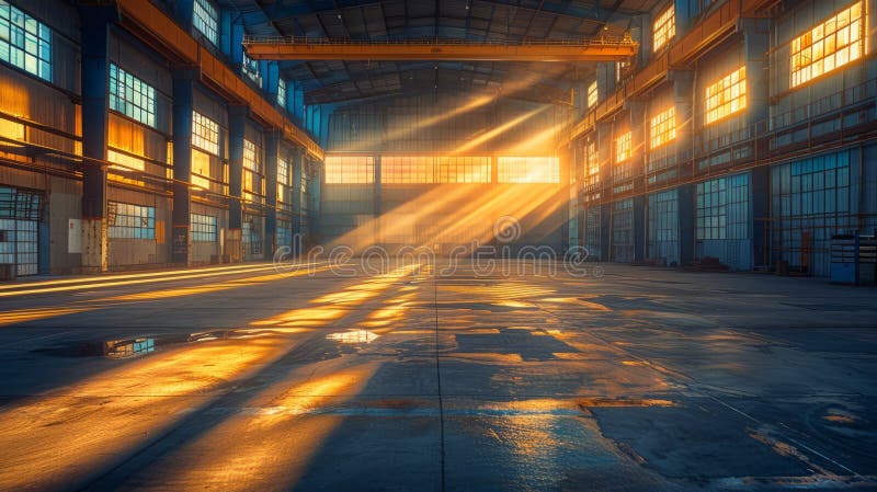 An Abandoned Industrial Warehouse with Sunlight Streaming through the ...