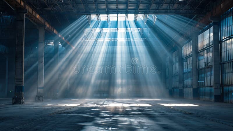 An Abandoned Industrial Warehouse with Sunlight Streaming through the ...