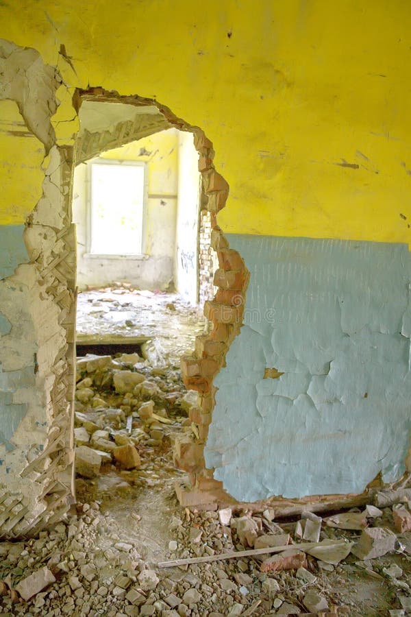 Abandoned interior house stock image. Image of door - 184428987