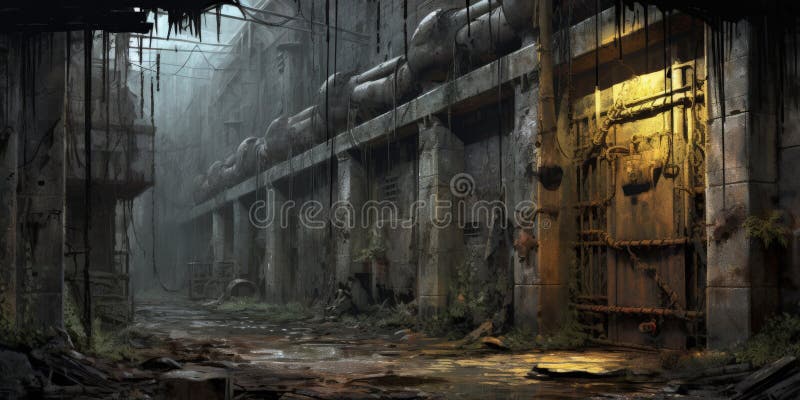 Abandoned Jail in a Post-apocalyptic Era Stock Illustration ...