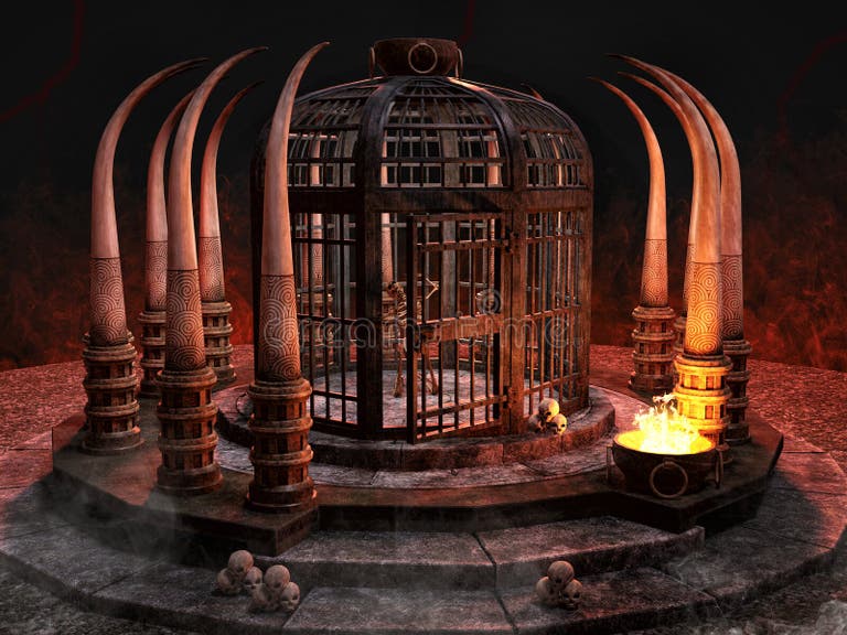 An Abandoned Jail with a Skeleton Inside. Stock Illustration ...