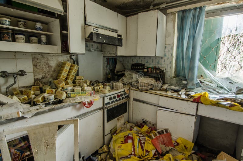 Abandoned kitchen in house editorial stock photo. Image of villa ...