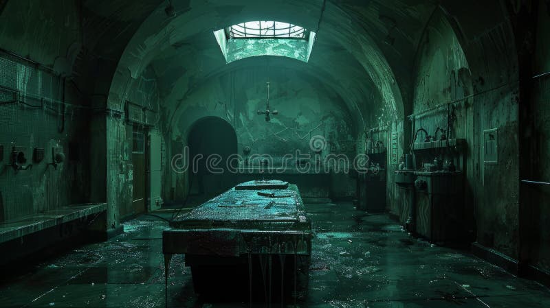 Abandoned Laboratory with a Disordered Table and Eerie Lighting in a ...