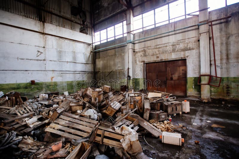Abandoned Large Industrial Hall with Garbage Waiting for Demolition ...