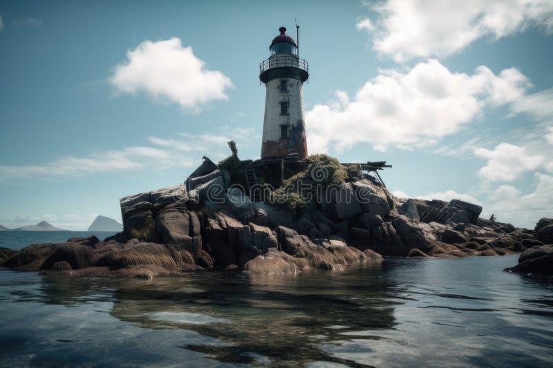 An Abandoned Lighthouse, Perched on the Rocky Shore of a Desolate ...