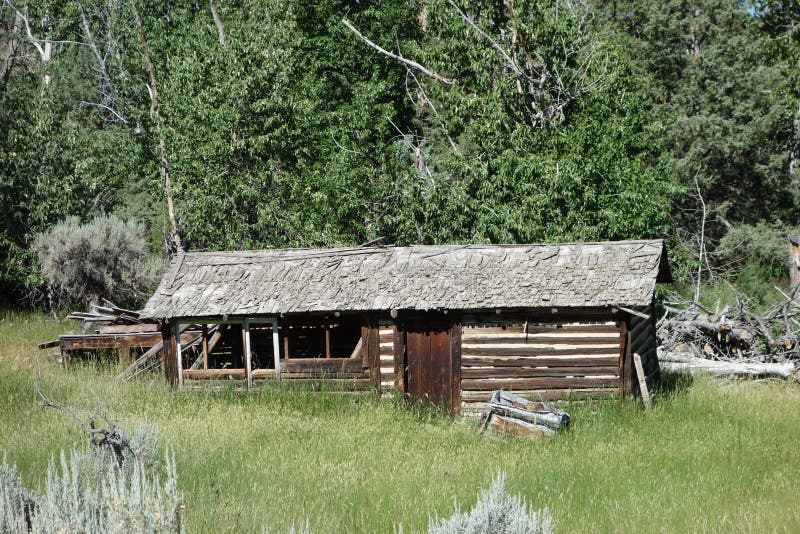 An old, run-down log cabin stock photo. Image of roof - 42254090