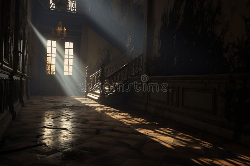 Abandoned Mansion Shadows Shadows Cast on the Stock Illustration ...