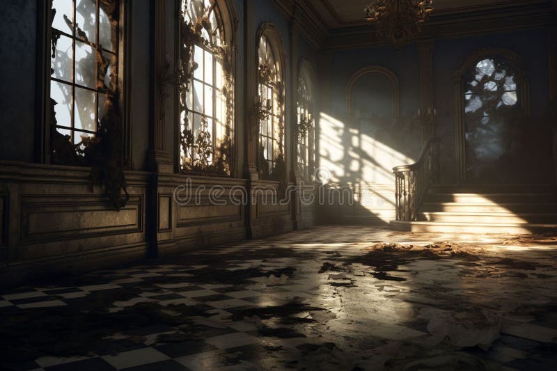 Abandoned Mansion Shadows Shadows Cast on the Stock Illustration ...