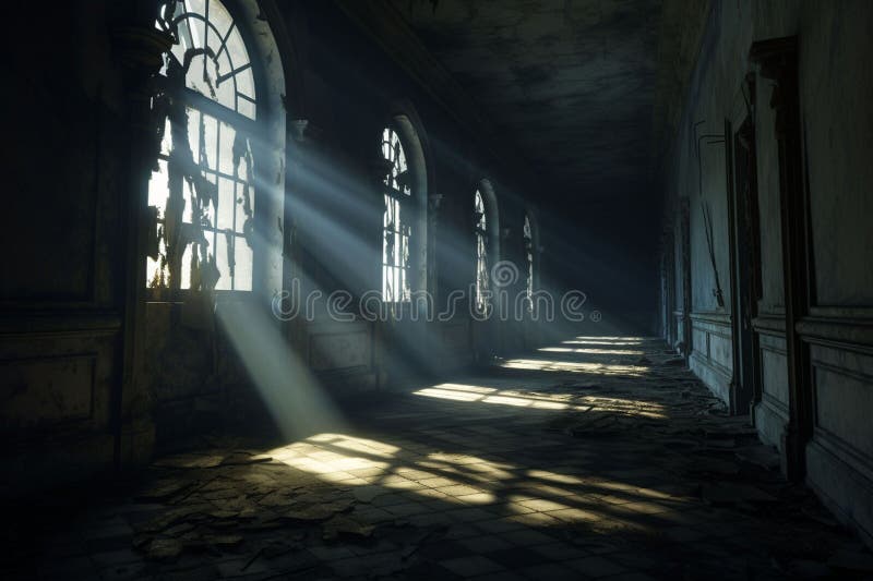 Abandoned Mansion Shadows Shadows Cast on the Stock Illustration ...