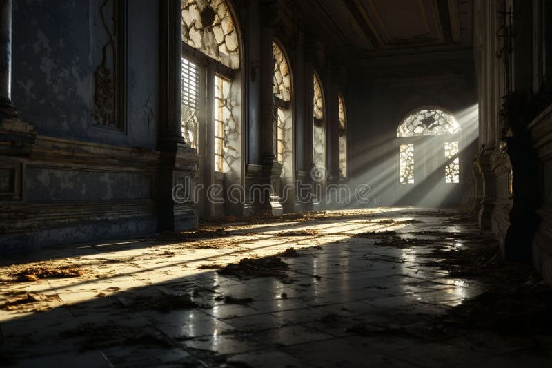 Abandoned Mansion Shadows Shadows Cast on the Stock Illustration ...