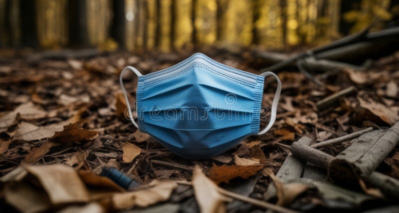 Abandoned Mask in the Woods, Symbolizing Environmental Concern Stock ...