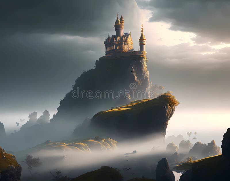 The Abandoned Medieval Castle - AI Generated Artwork Stock Illustration ...