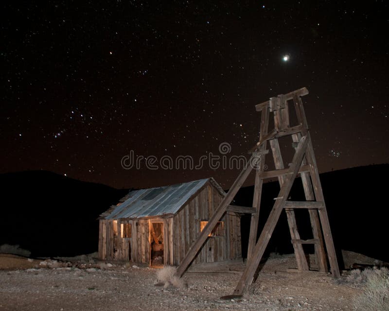 Abandoned Mine at Night stock image. Image of decaying - 24566603
