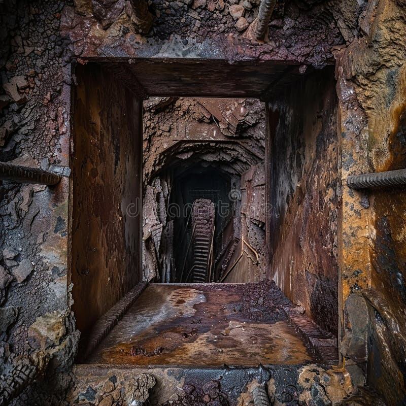 Abandoned Mine Shaft with Rusted Equipment Stock Illustration ...