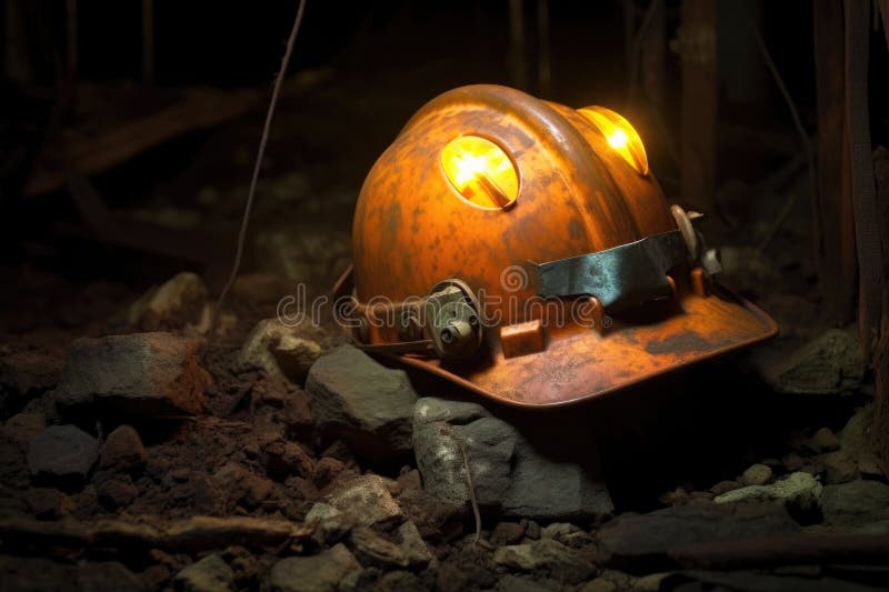Abandoned Miners Helmet with Headlamp Stock Photo - Image of mining ...