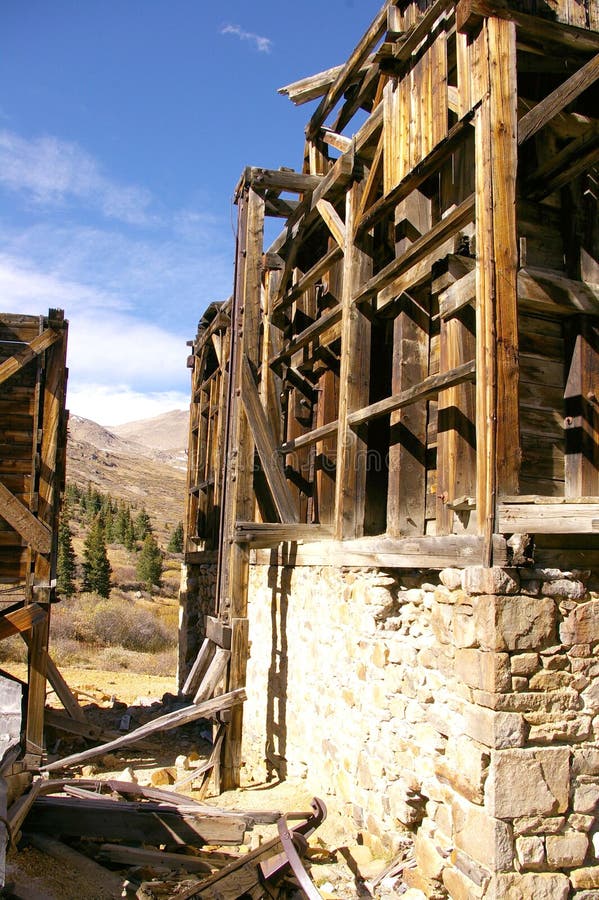 Stone and Wood Mining Ruins Stock Image - Image of background, rocky ...