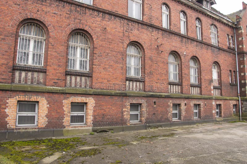 Abandoned and Neglected Brick Building on a Sunny Autumn Day. Autumn ...