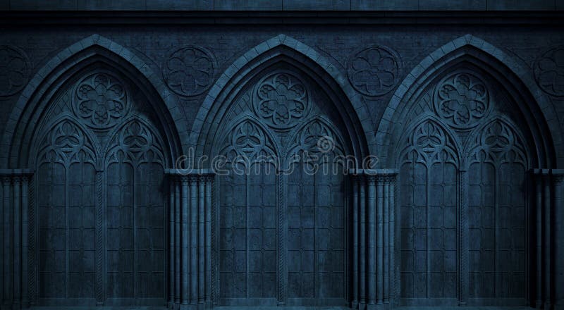 Abandoned Night Castle with a Large Gothic Window or Crypt Stock ...