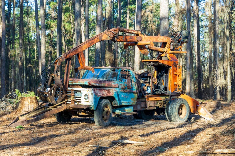 Abandoned Non-working Broken Construction Equipment in the Forest Stock ...