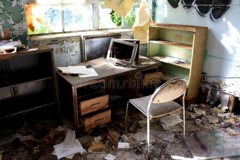 Old abandoned office stock image. Image of abandoned - 75765027