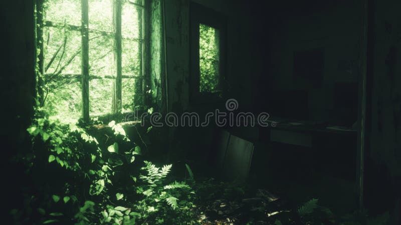 An Abandoned Office Interior Reclaimed by Nature and Left To Overgrow ...